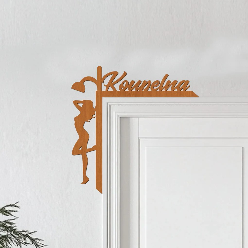 dřevo života Dřevěná cedulka do rohu dveří Koupelna Zvolte rozměr (cm): 20x18, Zvolte barvu dekoru: Bílá