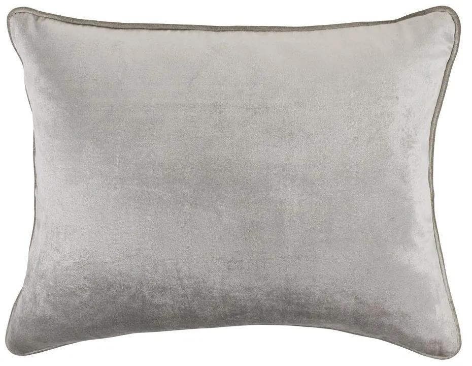 Obdélníkový šedý sametový polštář Grey - 35*45*10cm