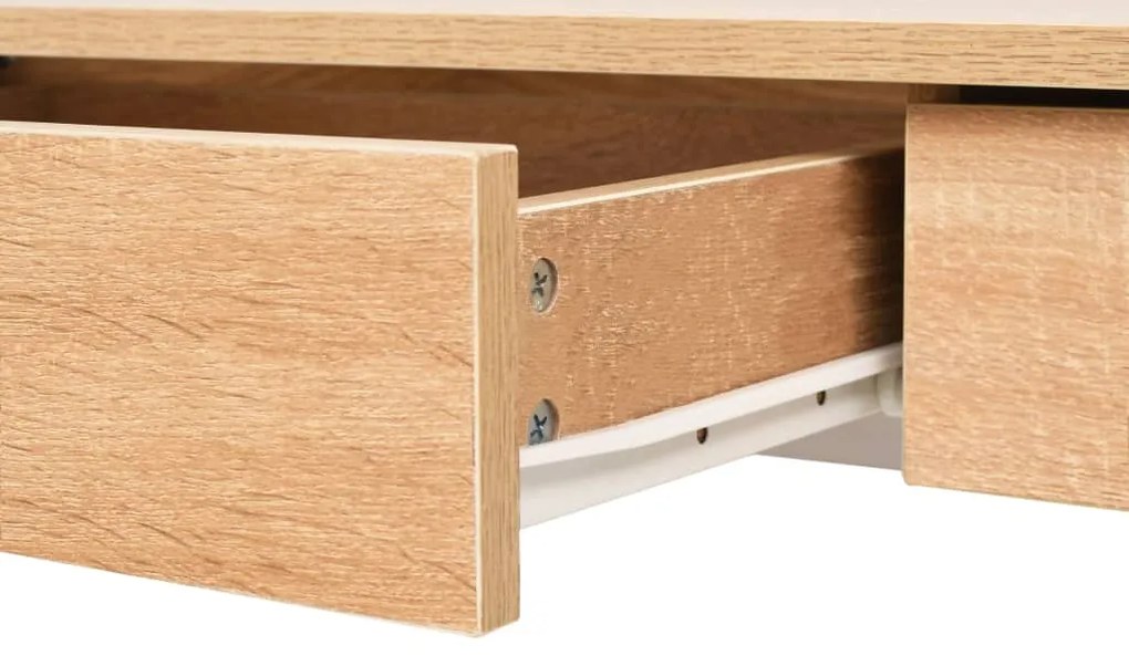 Psací Stůl 110 X 55 X 75 Cm Dub A Bílý