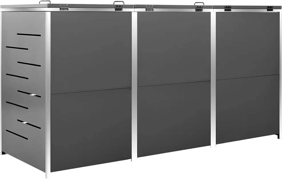 Přístřešek na tři popelnice 207 x 77,5 x 115 cm nerezová ocel 149556