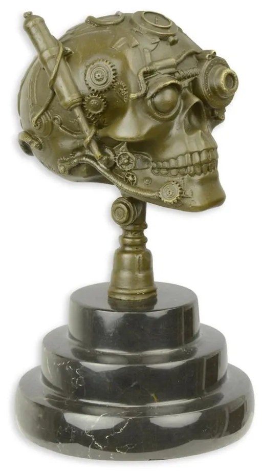 Bronzová socha soška - Lebka Steampunk