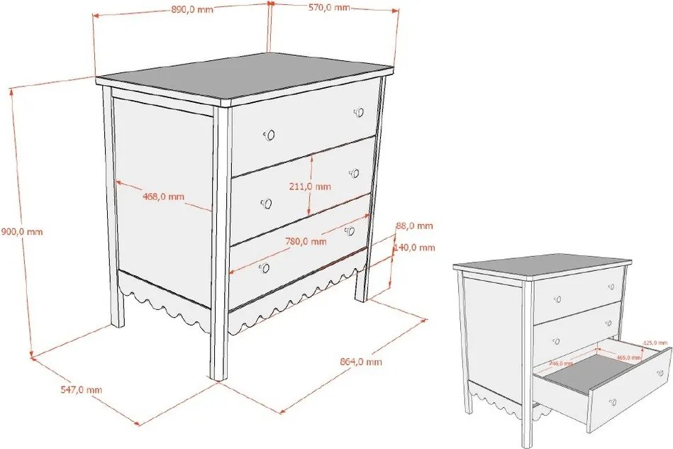 Béžová dětská komoda 89x90x55 cm Swingo – Vipack