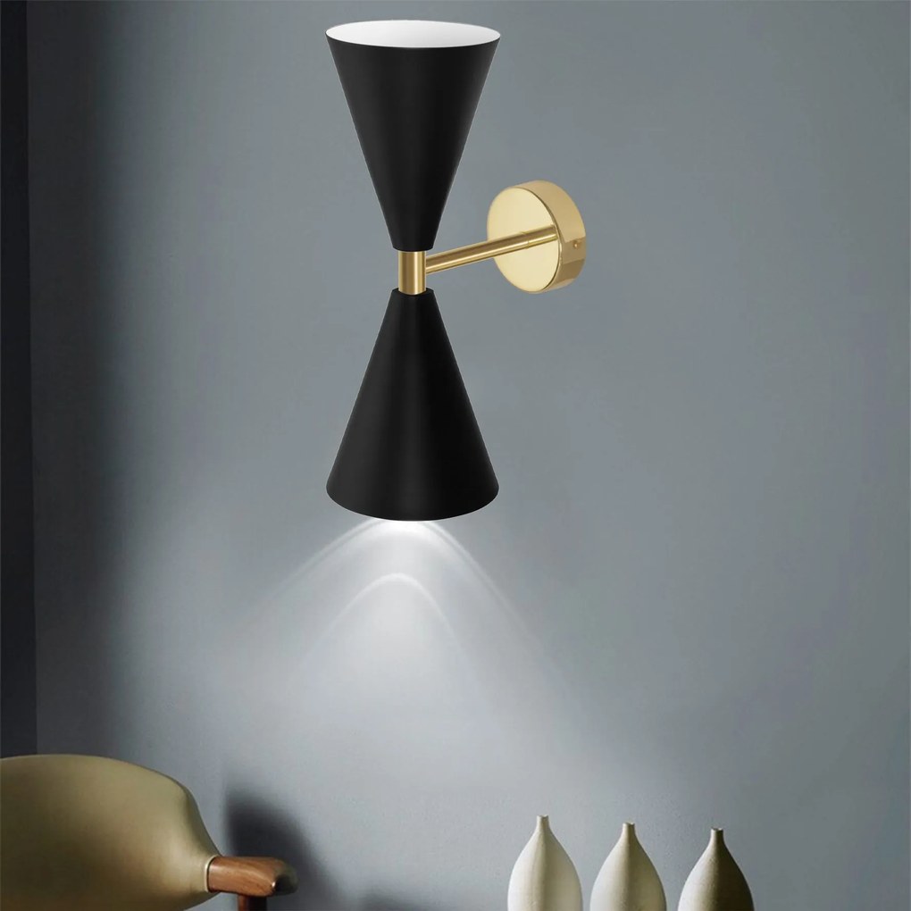Toolight, nástěnné svítidlo 2xE27, APP1140-2W, černá matná-zlatá, OSW-14007