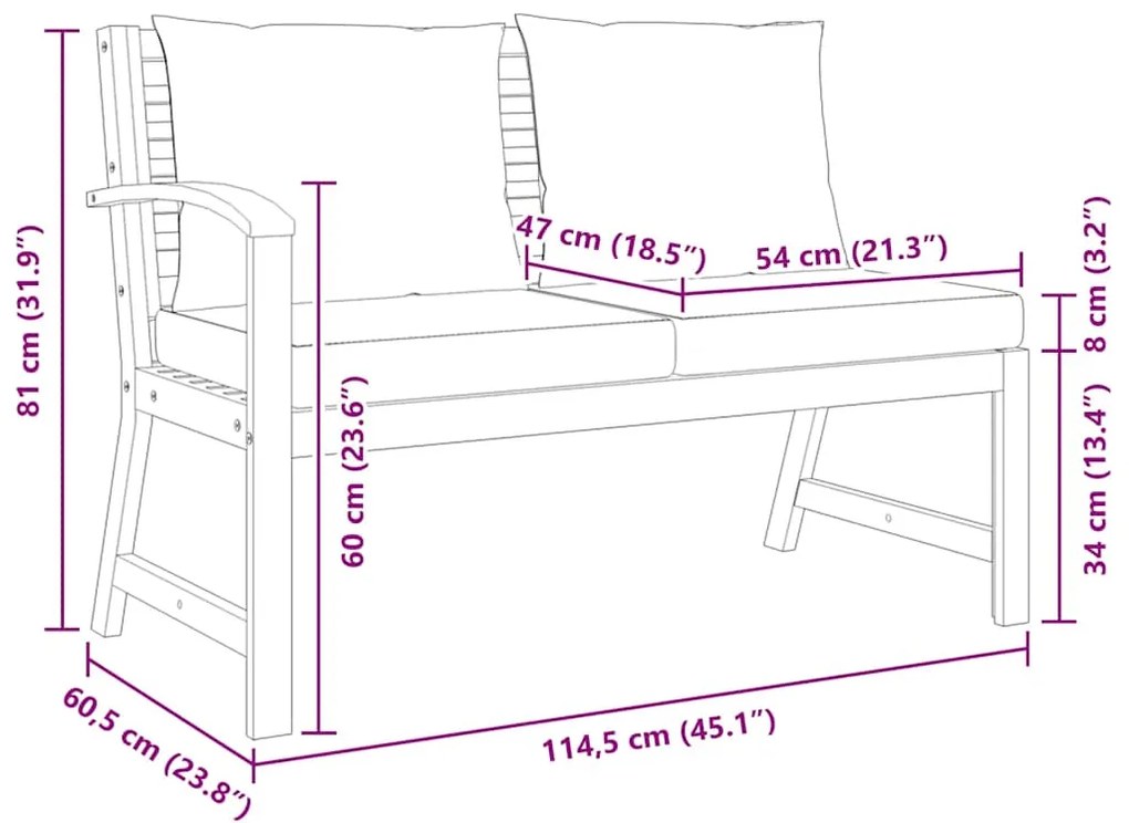 vidaXL Marketos Zahradní lavice 114,5 cm tmavě šedá poduška masivní akácie