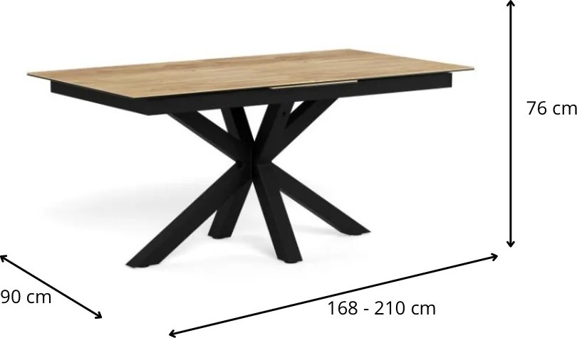Jídelní rozkládací stůl Heaven 168/210 cm dub divoký/černý