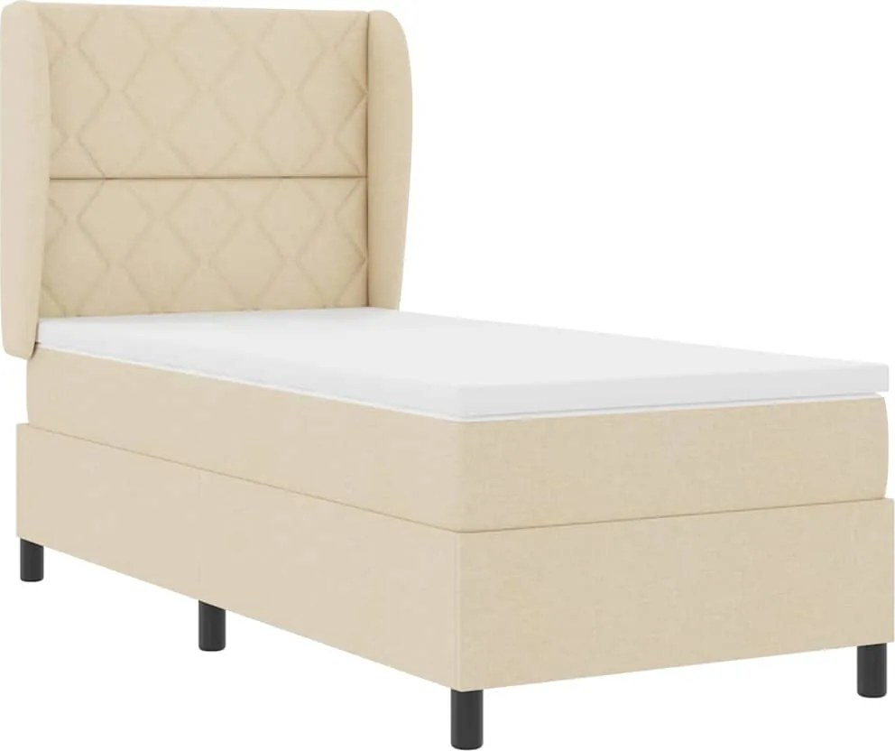 Postel s boxspringem s čelo Krémová 90 x 190 cm textil 3340604