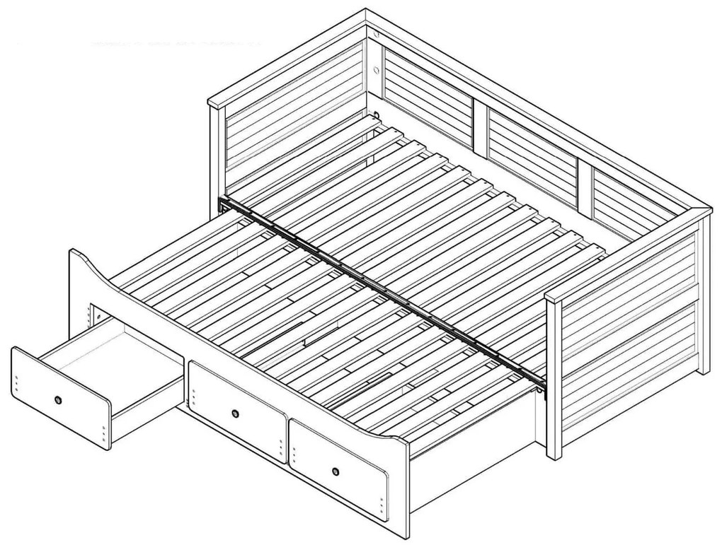 Rozkládací postel s úložným prostorem - Melani duo - šedá  90x200 cm