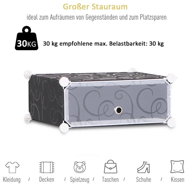 Botník modulární bezšroubový pro 32 párů bot, plast/kov, černo-bílý 95 x 37 x 160 cm 837-017