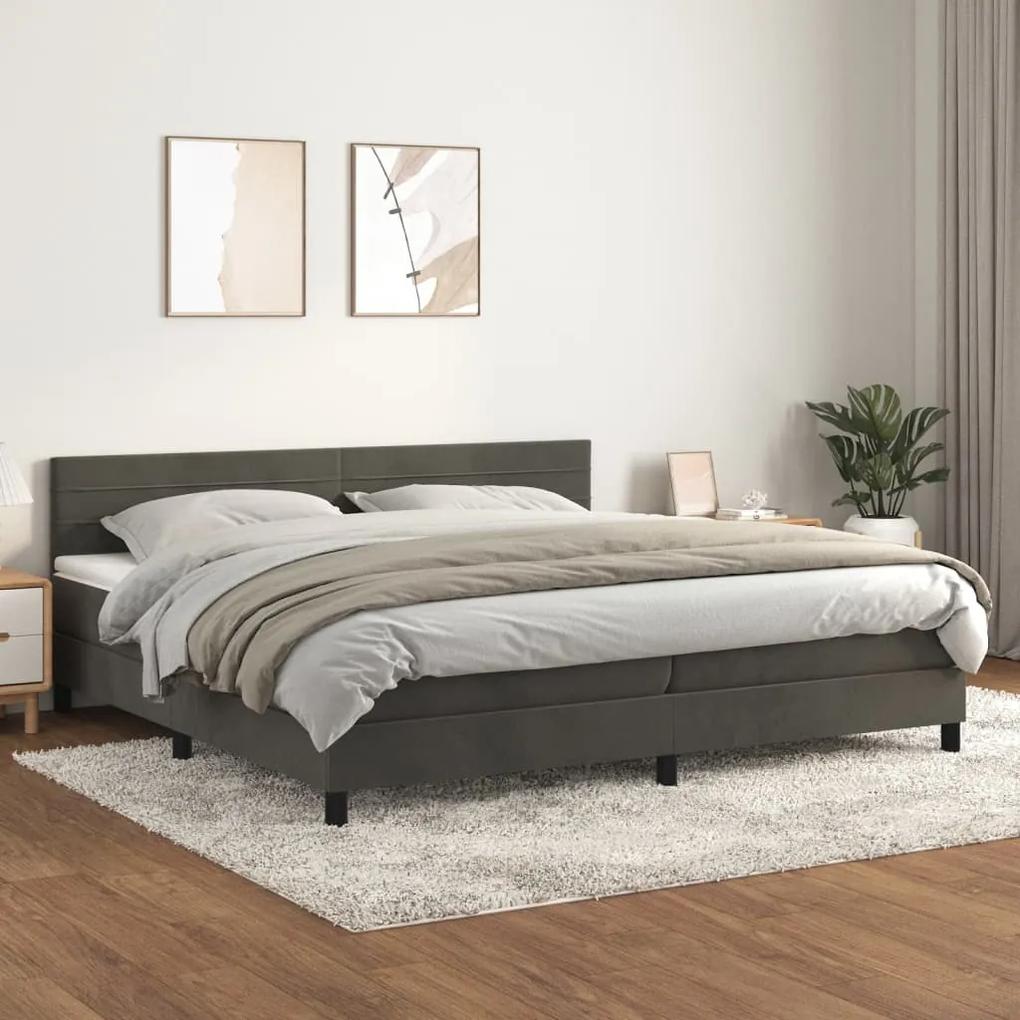 Box spring postel s matrací tmavě šedá 200x200 cm samet - Default Title