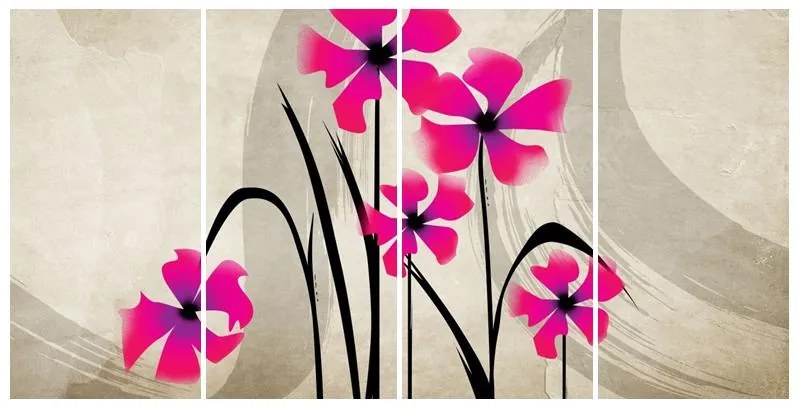 Abstraktní obraz - růžové květiny (160x80 cm), 40 dalších rozměrů