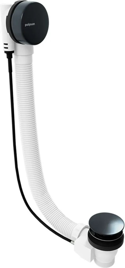 Polysan Marble - Vanová odtoková a přepadová souprava, délka 80 cm, gun metal 11042.60