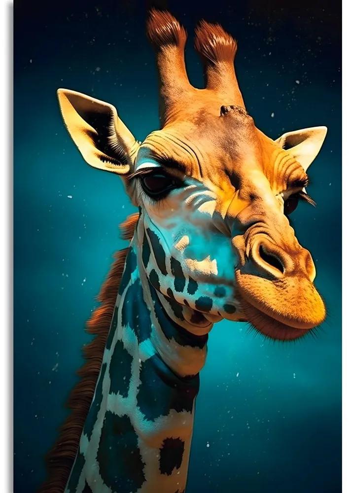 Obraz modro-zlatá žirafa - 60x90