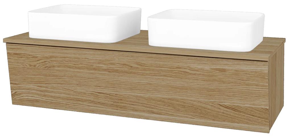 Dřevojas Koupelnová skříň INVENCE SZZ 125 (2 umyvadla Joy) Varianta: L01 Bílá vysoký lesk / D16 Beton tmavý