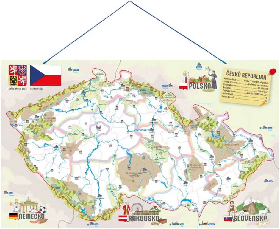 _Ostatní 1_ DŘEVO Mapa ČR magnetická 3v1 puzzle + společenská hra + didaktická pomůcka 91230