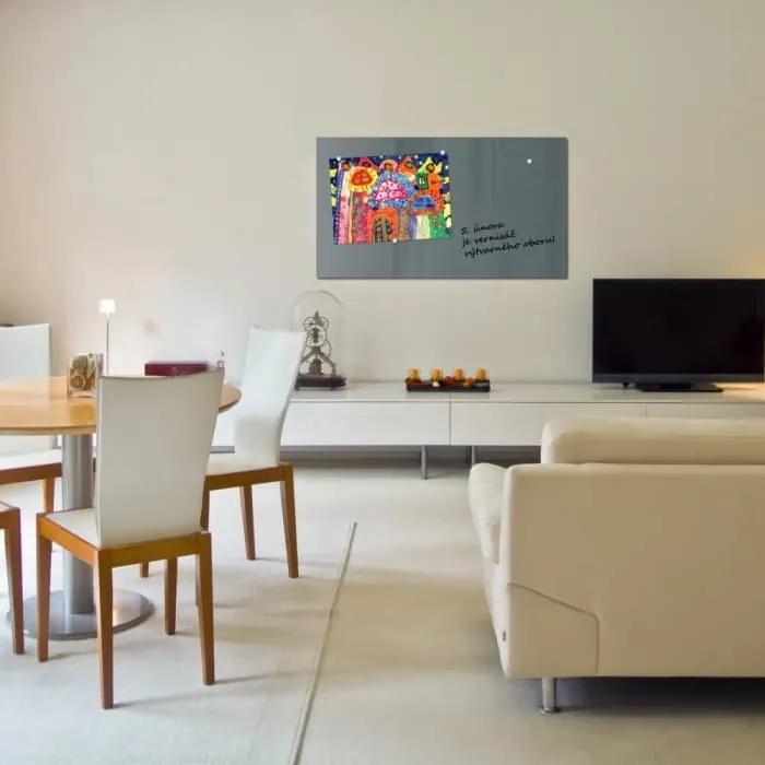 Šedá antracitová skleněná pracovní a kancelářská tabule Smatab® - 100 × 150 cm