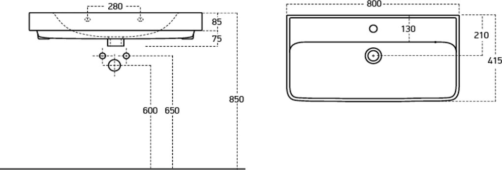 Bruckner NEON keramické umyvadlo 80 x 41,5 cm s přepadem bílá 201.133.0