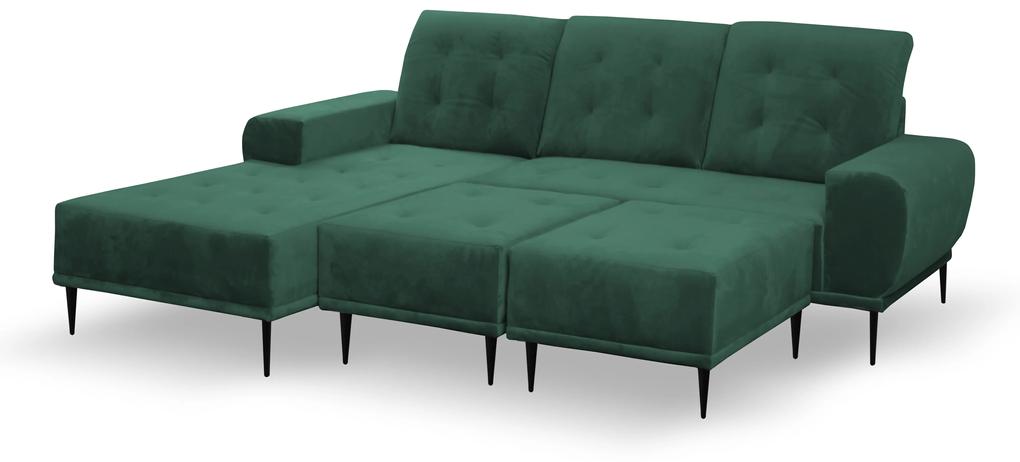 GAB Rohová sedačka RAPIDO, 256 cm Roh sedačky: Levý roh, Barva látky: Zelená (Tiffany 10)