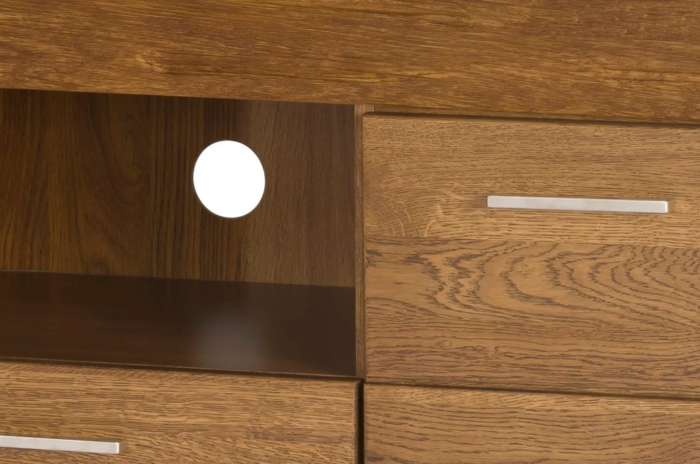 Televizní stolek Velvet II 24 111 cm z masivu s LED osvětlením dub Rustikal