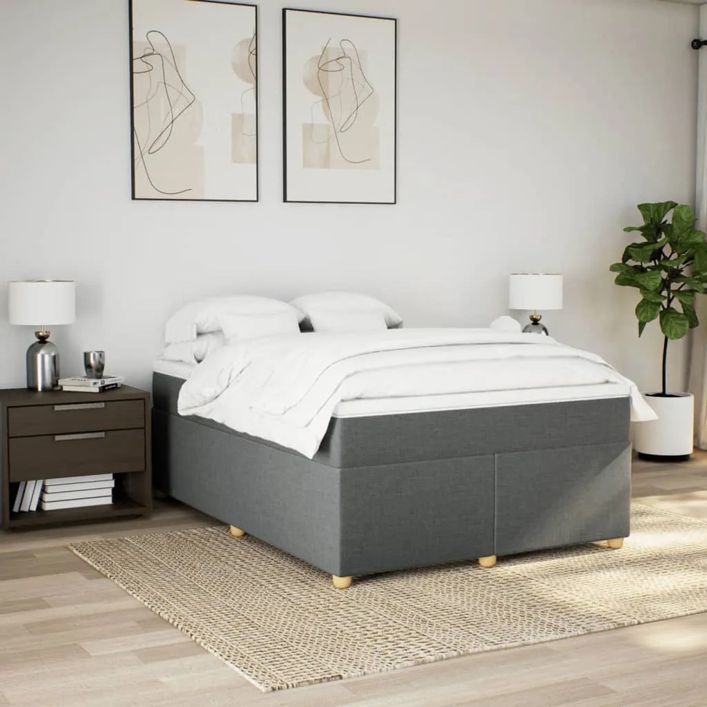 Box spring postel s matrací tmavě šedá 140x200 cm textil 3285381