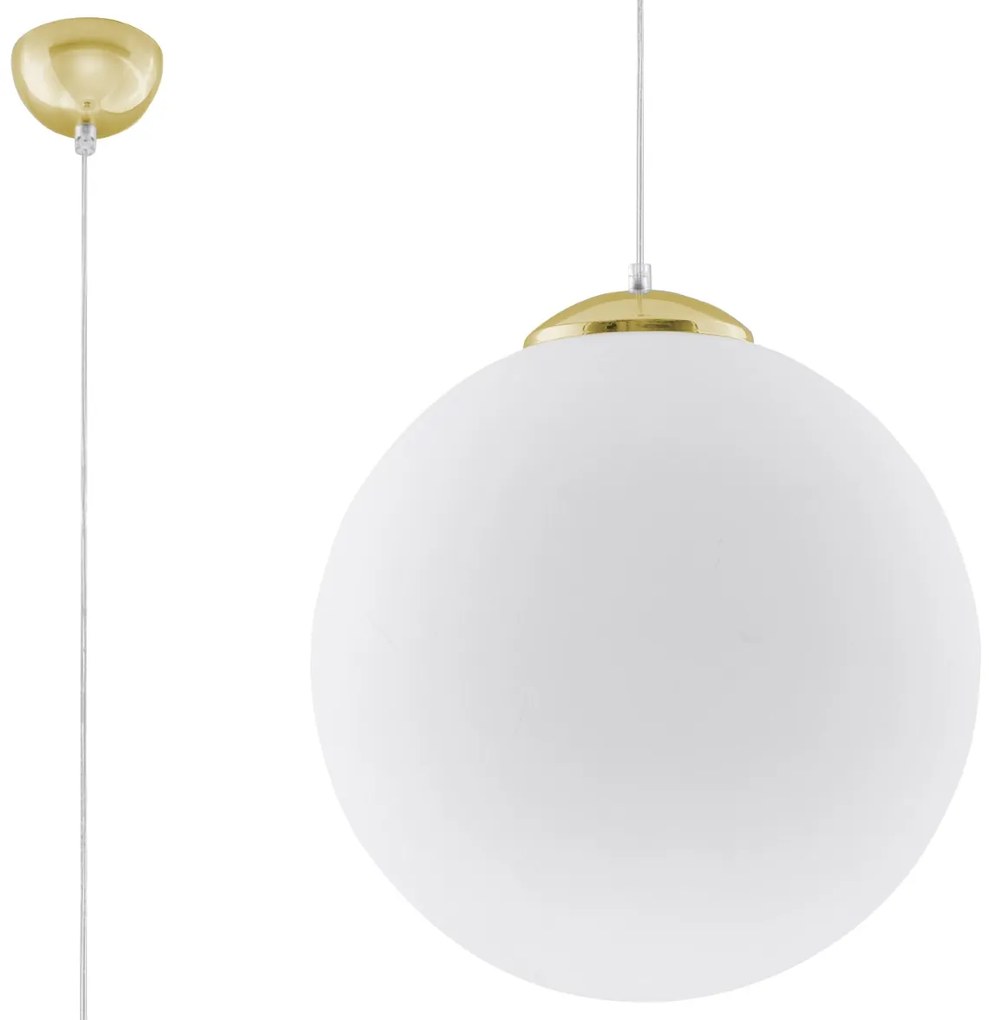 Závěsné svítidlo Ugo, 1x bílé skleněné stínítko, (fi 40 cm), g