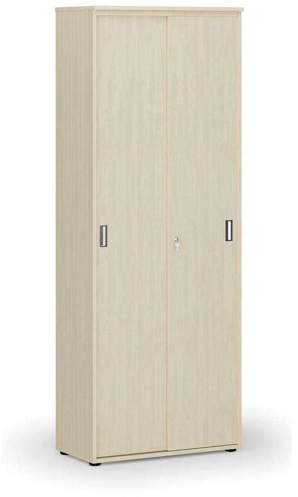 Kancelářská skříň se zasouvacími dveřmi PRIMO WOOD, 2128 x 800 x 420 mm, dub přírodní
