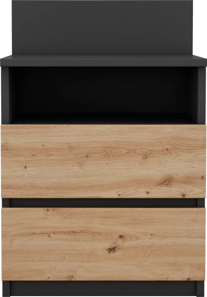 Noční stolek Houseland Malwa 01 dub artisan/antracit