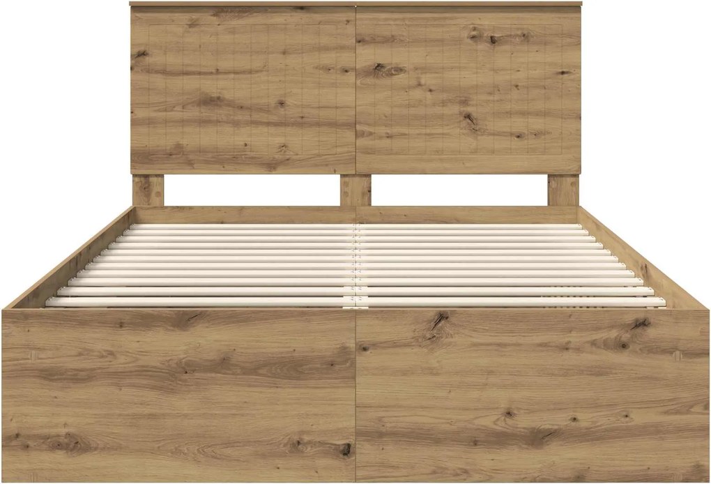 Rám postele Umělecký dub 135 x 190 cm Masivní borové dřevo 3411027