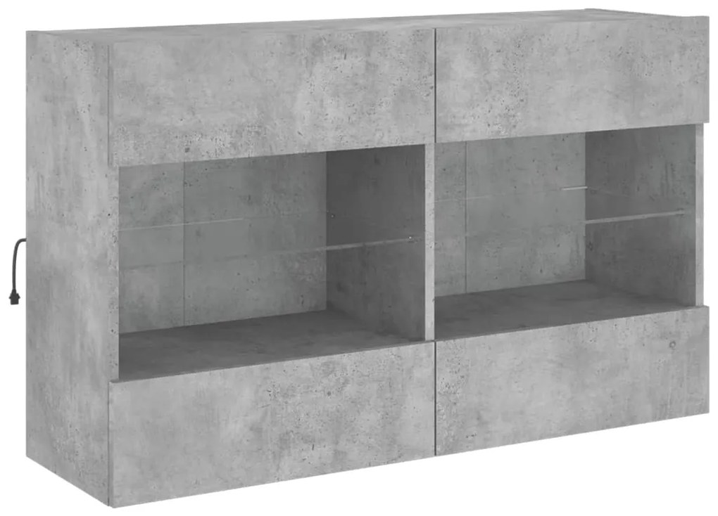 Nástěnná TV skříňka s LED betonově šedá 98,5 x 30 x 60,5 cm