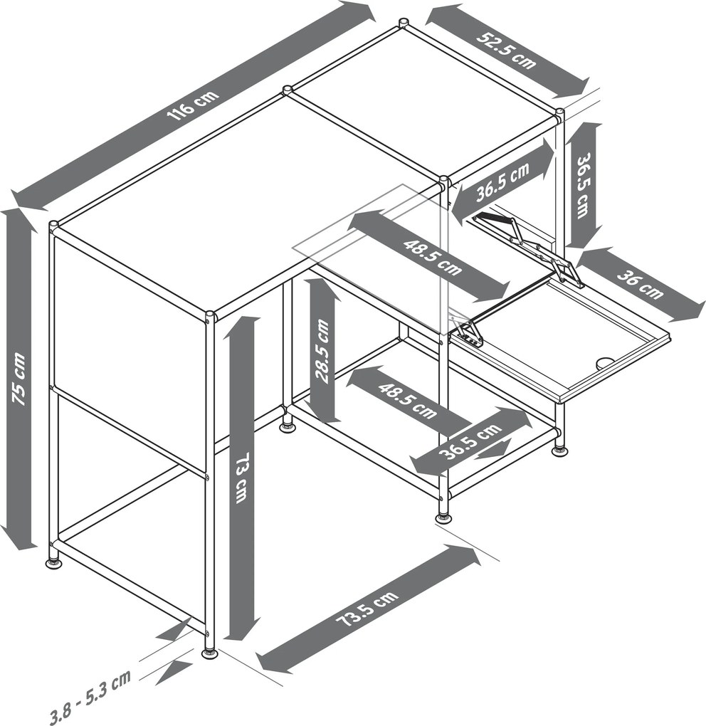 Tchibo - Kovový psací stůl CN3 s výklopnými dvířky - barva: černá