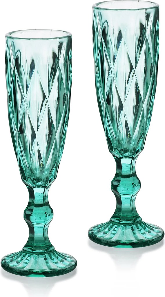 Sada 6 ks sklenic ELISE 180 ml čirá/tyrkysová
