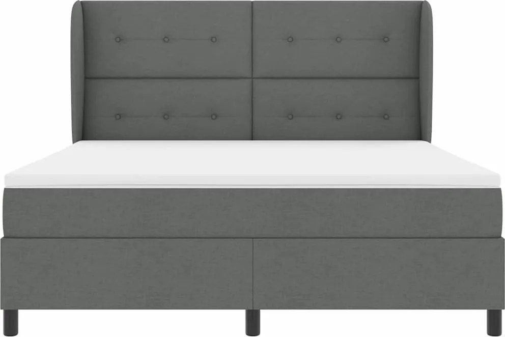 Postel s boxspringem s čelo Tmavě šedá 180 x 200 cm textil 3340579