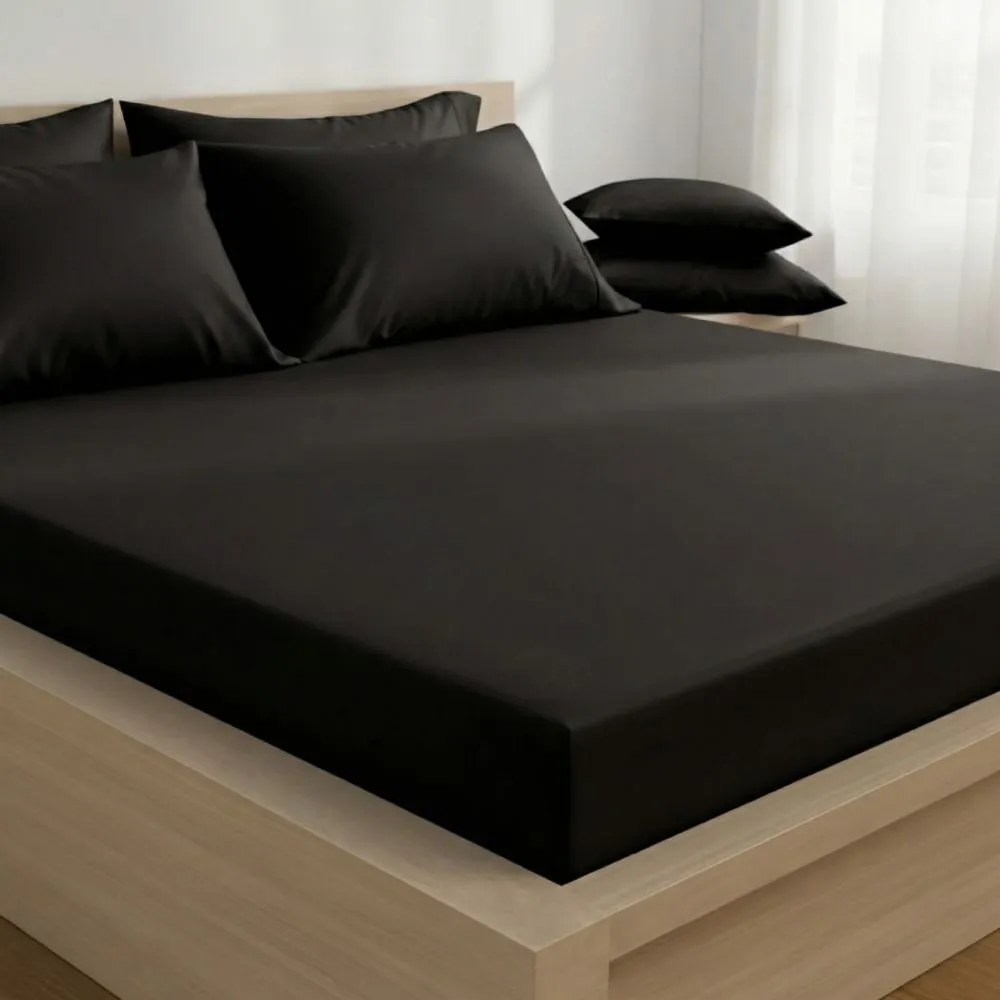 Kvalitex Saténové prostěradlo s gumou černé 90x200cm