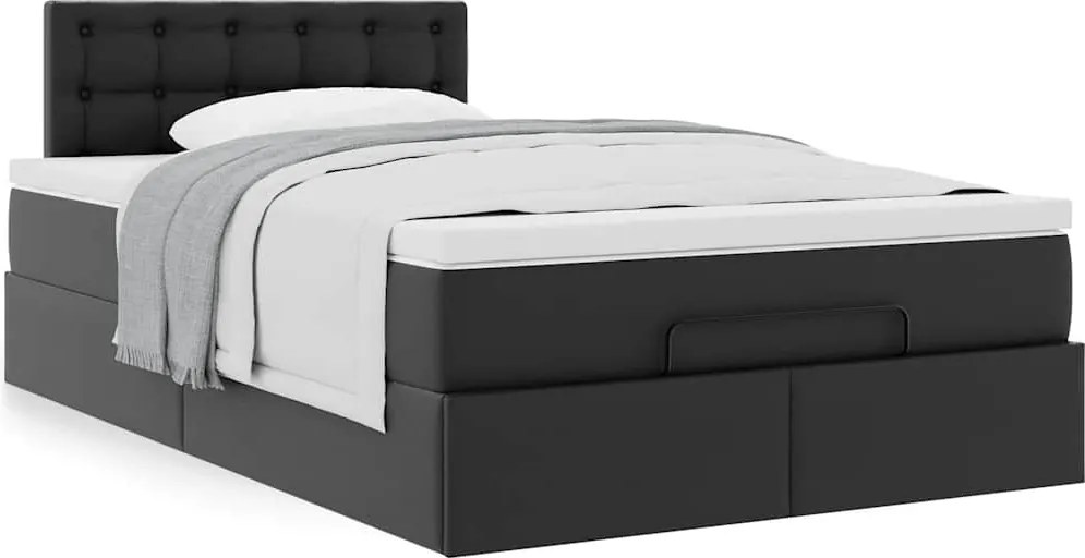 Osmanský rám postele s matrací černá 120x190 cm umělá kůže 3311293