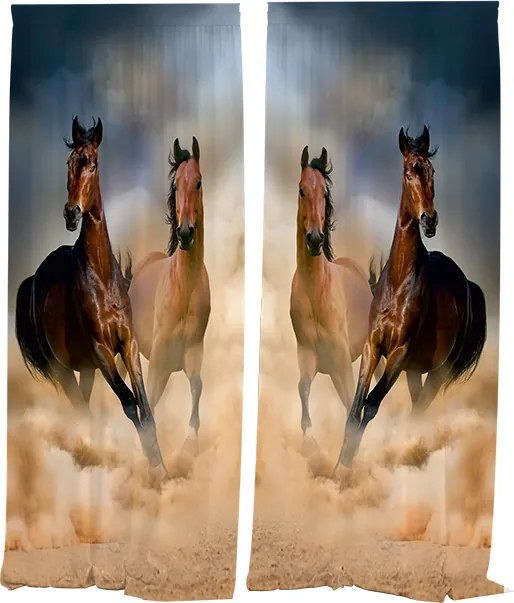 IMPAR Závěsy Koně (Rozměr : 140x250, Materiál: Interlock)