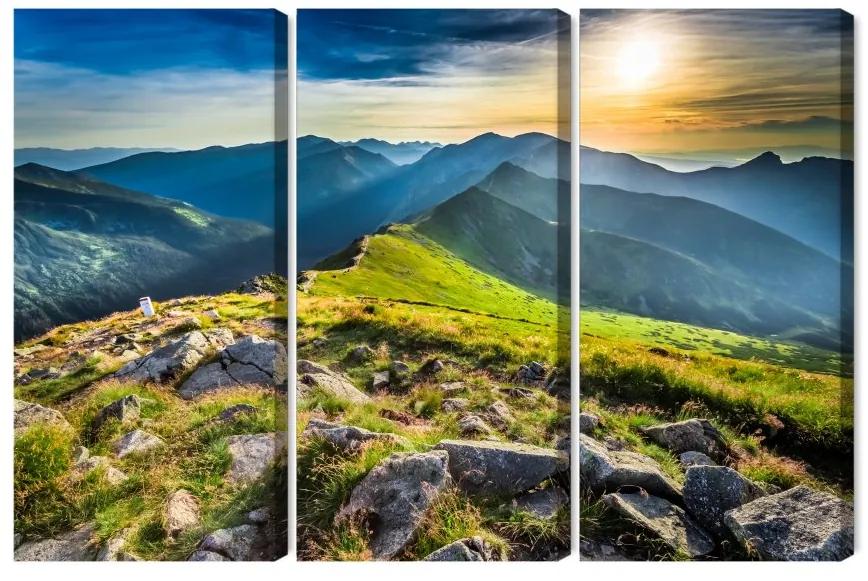 Vícedílný obraz Západ Slunce V Horách 3D Nedostatek Nedostatek Přírodní plátno 120x80