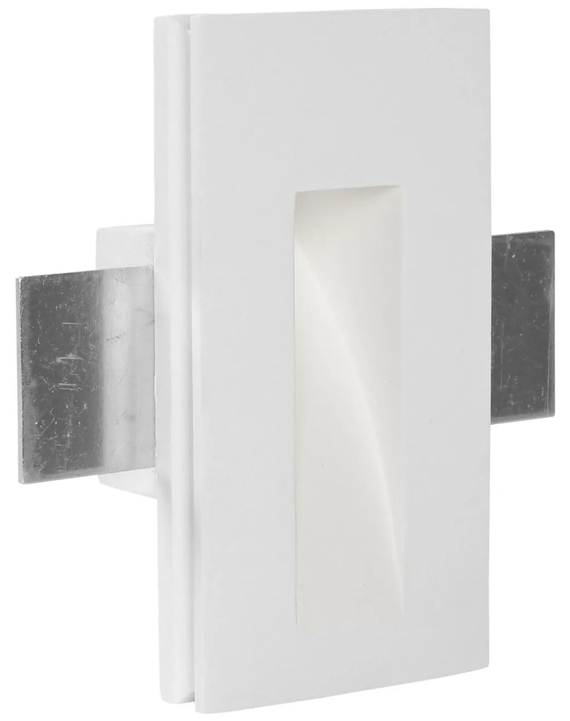 Linea Light Gypsum_WF, obdélníkové zapuštěné svítidlo do stěny ze sádry, 2W LED 3000K, 13x7cm