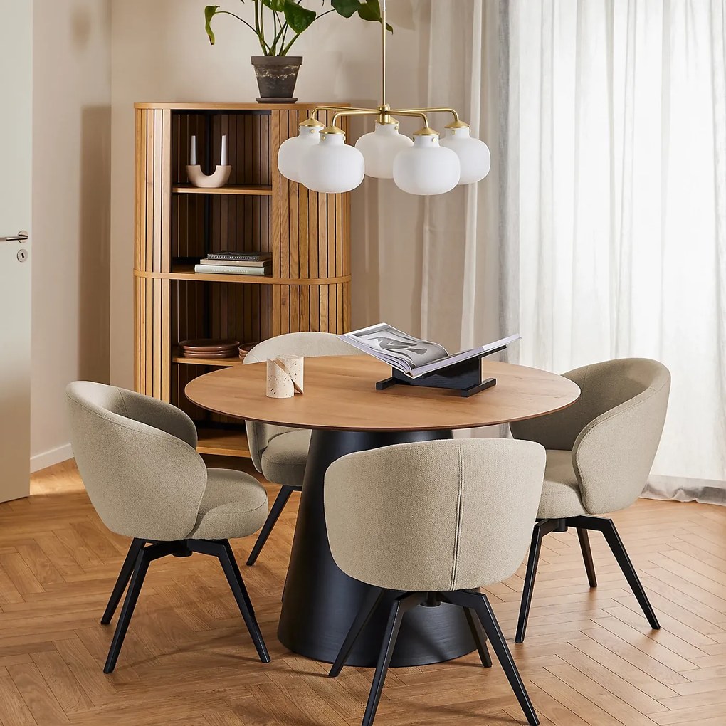 Kulatý jídelní stůl Soli 120 cm dub přírodní/černý