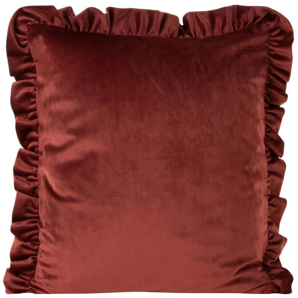 DEKORAČNÍ POVLAK NA POLŠTÁŘ VELVET25 45X45 CM CIHLOVÁ