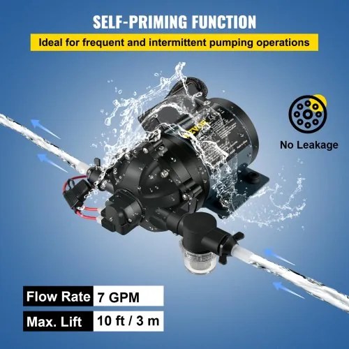 Washdown Pump, 12 V DC, 26,5 l/min 4,1 bar, Max. Samonasávací vodní čerpadlo 3 m