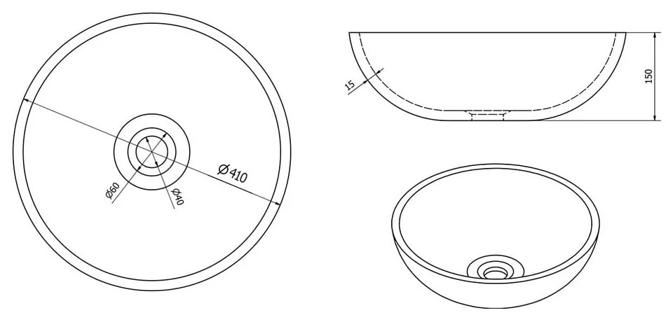 Modré/šedé keramické kulaté umyvadlo ø 41 cm Priori – Sapho