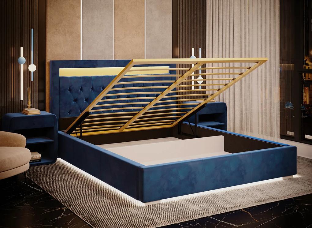 K&M postele Boxspring postel INFINITY s úložným prostorem a LED a USB Velikost postele: 140 × 200 cm, Výběr matrace: Oboustranná pružinová matrace - …