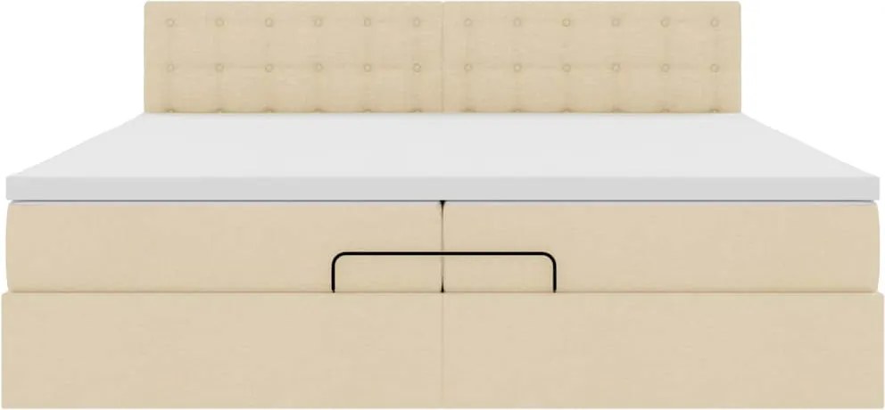 Osmanský rám postele s matrací krémová 200x200 cm textil 3311655