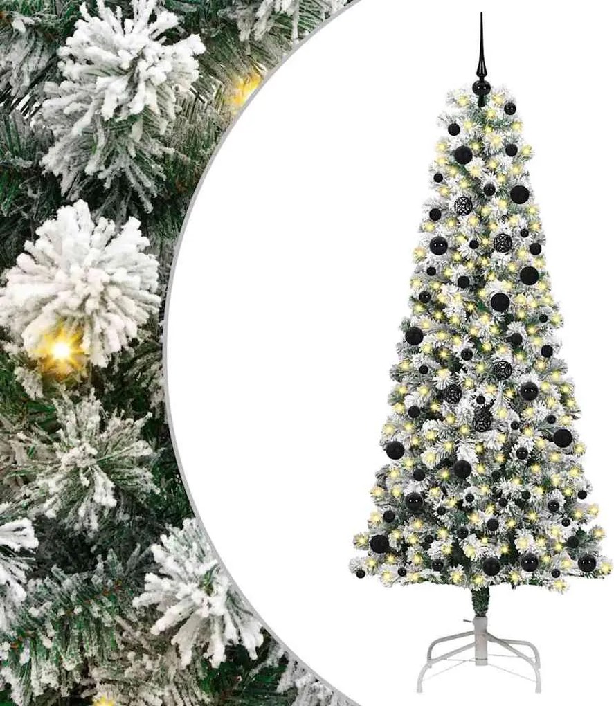 Umělý Skládací Vánoční Strom 300 LED Zelená a bílá 240 cm 3395614