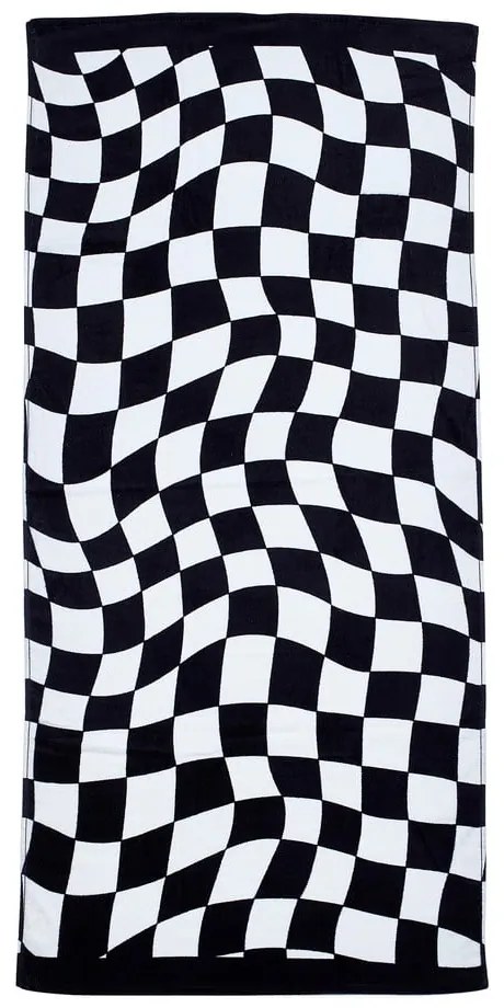 Černobílá bavlněná plážová osuška 76x160 cm Checkerboard – Catherine Lansfield