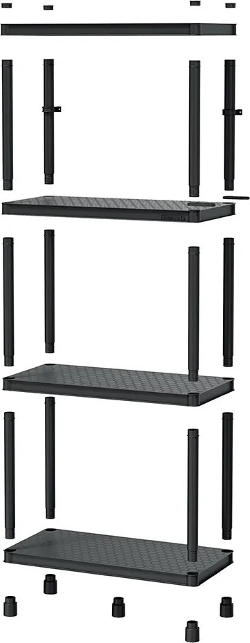 Prosperplast Regál plastový 4 police STACKARO SMALL 58 x 28 x 131,5 cm - černý