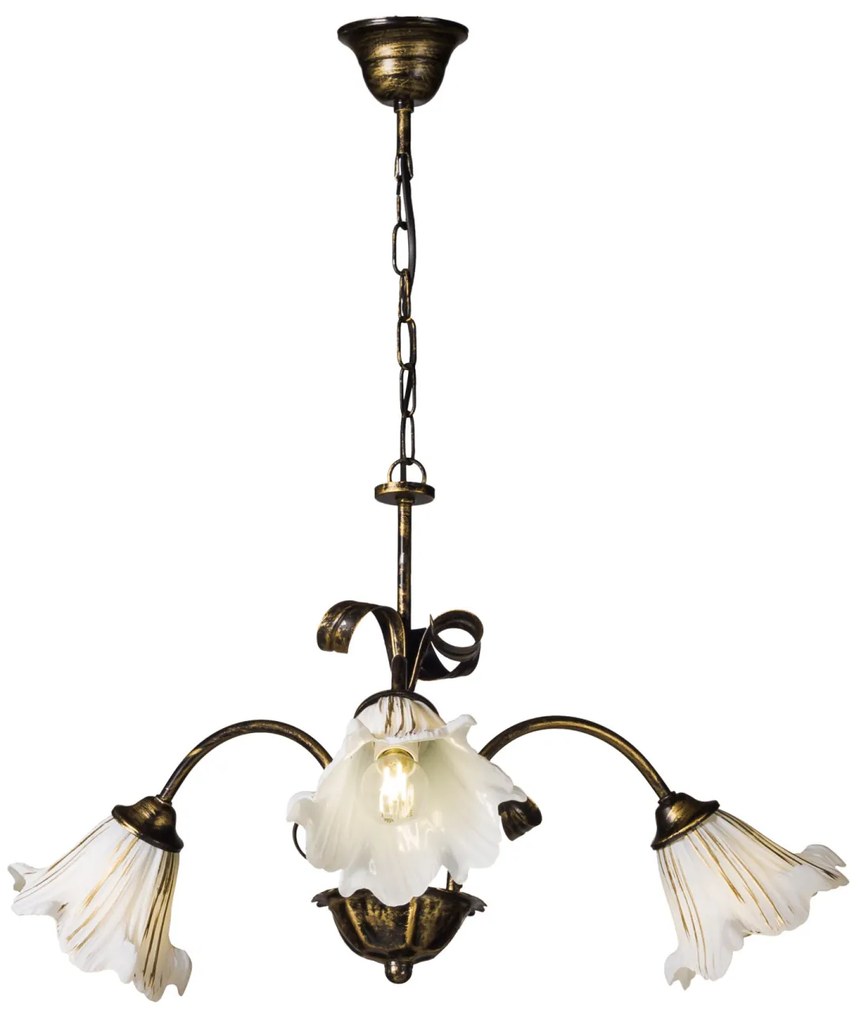 Light for home - Závěsný lustr na řetězu 4133 "TOSKANA" v hnědé barvě, 3X40W, E14, hnědá, měď