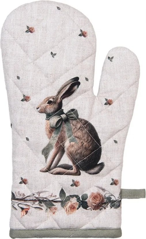 Bavlněná chňapka rukavice se zajícem Natural Linen Easter - 18*30 cm