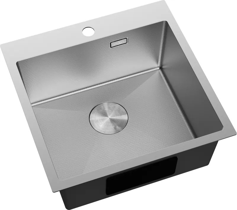 Mexen Solix, 1-komorový nerezový dřez 500 x 500 mm, broušená ocel, vzor voština, 6407501000-01HC