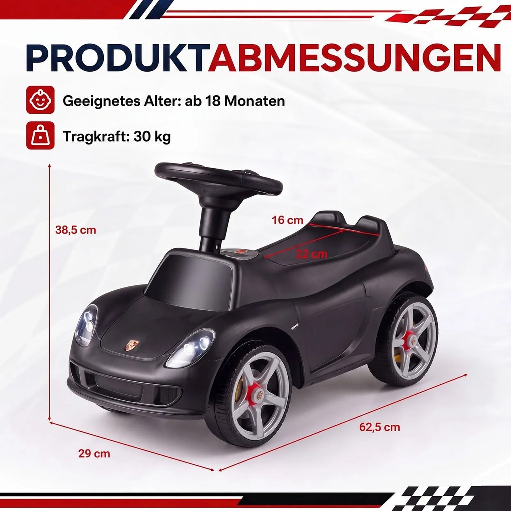 Costway Porsche Licencované auto pro spolujízdu pro děti od 18 měsíců. Push auto