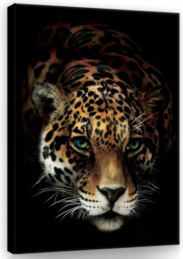 Obraz 75x100 Realistický Jaguar se zelenýma očima ve fotografickém stylu